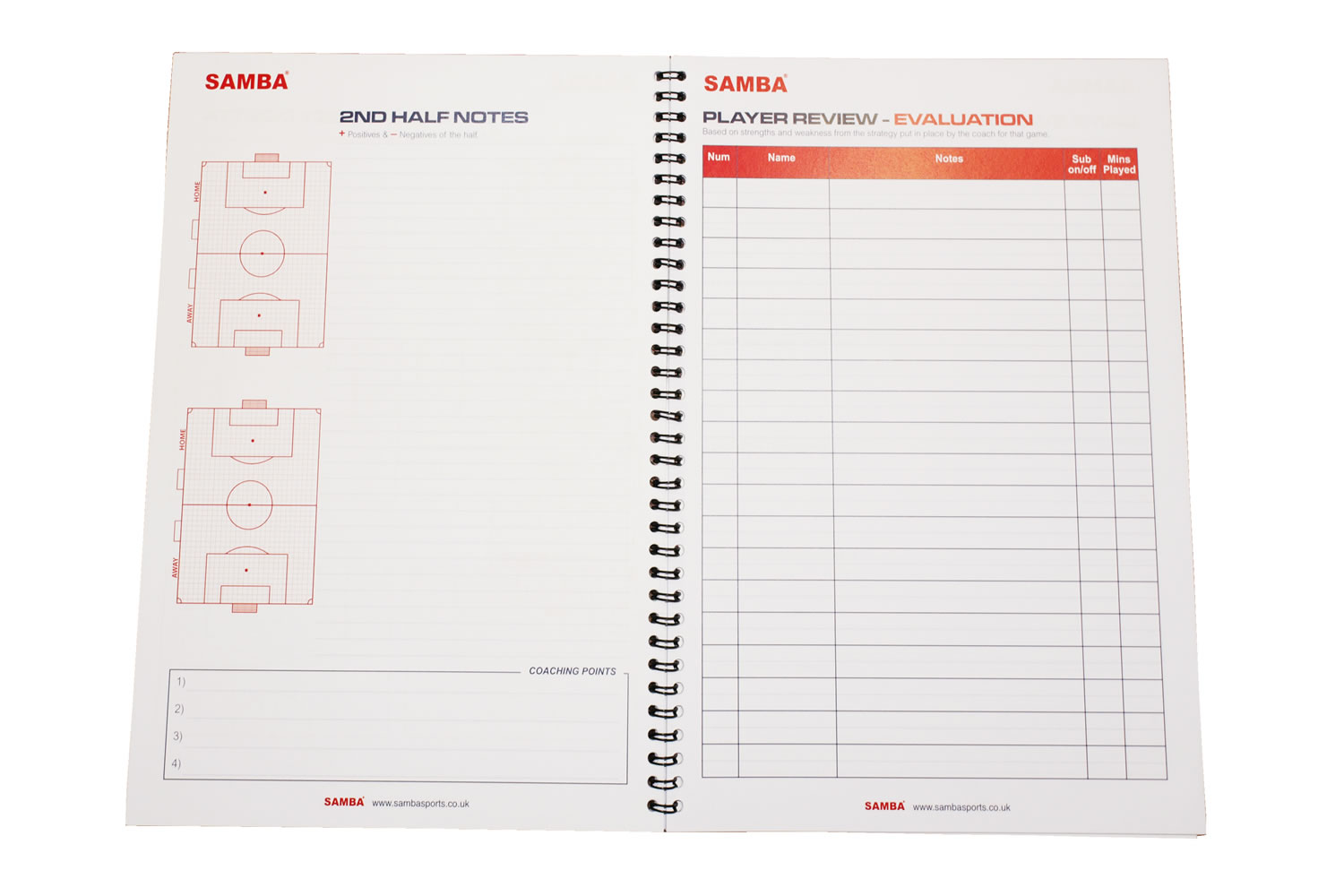 Samba A4 Game Planner|planner|coaching|Samba Sports|Football|Tactics